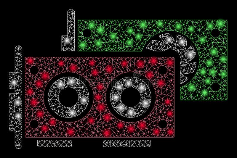 Glowing Mesh Network GPU Cards with Light Spots Stock Vector ...