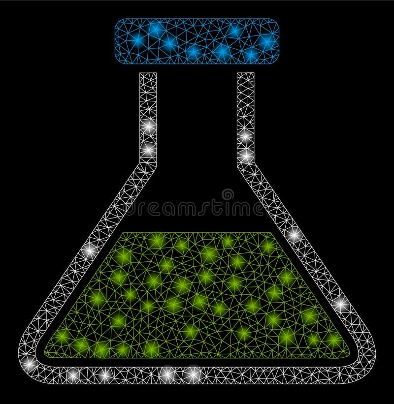 Glowing Mesh Network Green Wide Flask with Light Spots Stock Vector ...