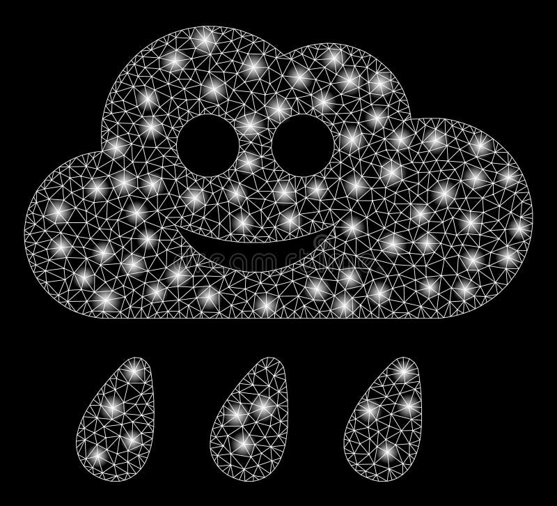 Glowing Mesh Network Happy Rain Cloud with Flash Spots Stock Vector ...