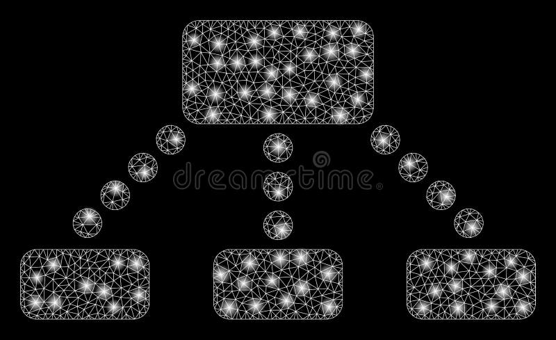 Glowing Mesh Network Hierarchy with Light Spots Stock Vector ...