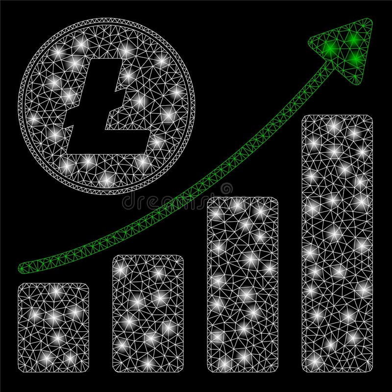 Glowing Mesh Network Litecoin Growing Chart Trend with Flash Spots Stock Vector - Illustration ...