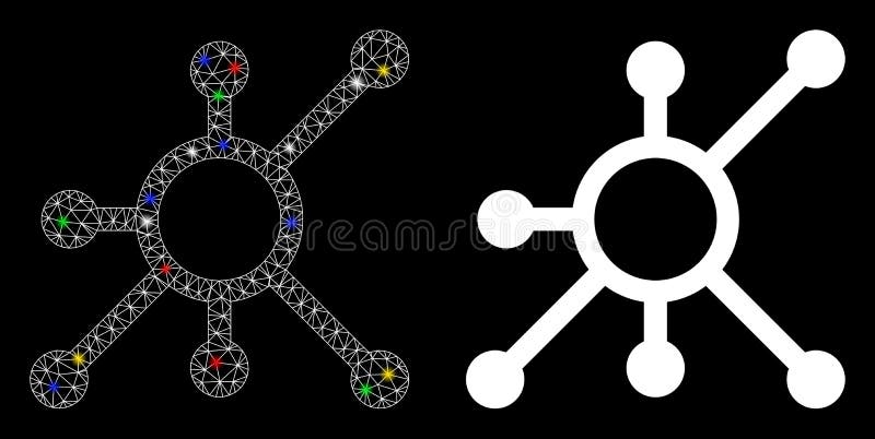Flare Mesh Carcass Network Node Icon with Flare Spots Stock Vector ...