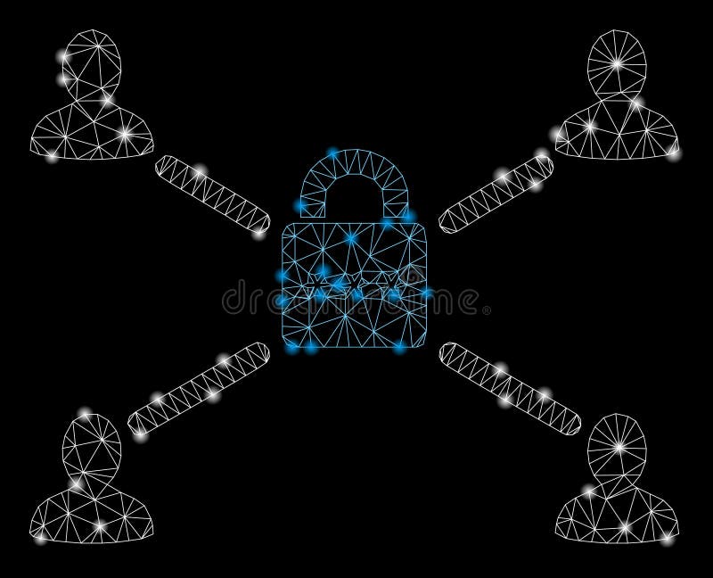 Glowing Mesh Network Secured Lock Relations with Light Spots Stock ...