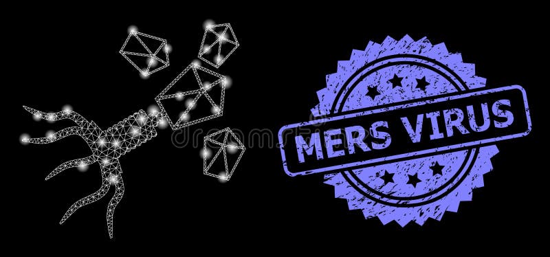 Grunge Mers Virus Stamp Seal and Bright Web Net Virus Replication with ...