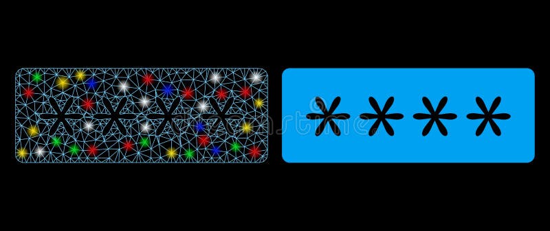 Flare Mesh 2D Password Stars Icon with Flare Spots Stock Illustration ...