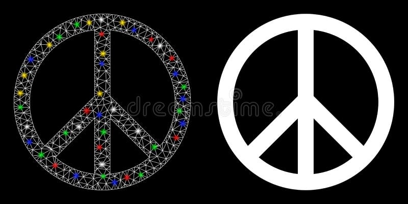 Flare Mesh 2D Peace Icon with Flare Spots Stock Vector - Illustration ...