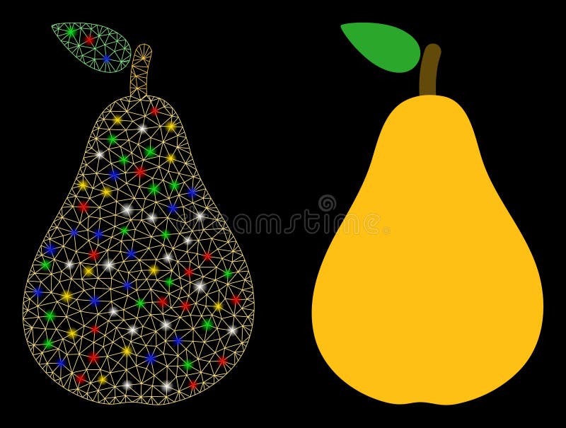 Bright Mesh Network Pear Icon with Flash Spots Stock Vector ...