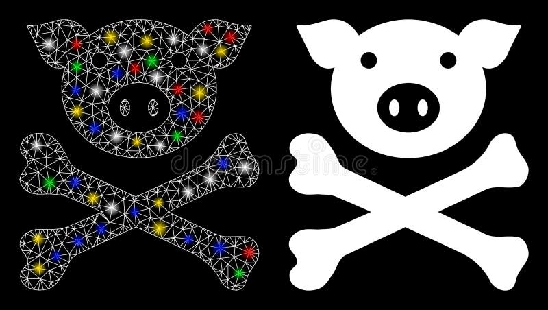 Flare Mesh 2D Pig Death Icon with Flare Spots Stock Vector ...