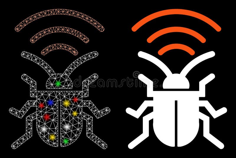 Flare Mesh 2D Radio Bug Icon with Flare Spots Stock Vector ...