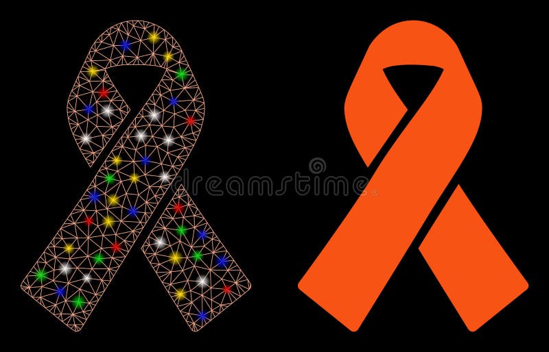 Flare Mesh Network Ribbon Icon with Flare Spots Stock Vector ...