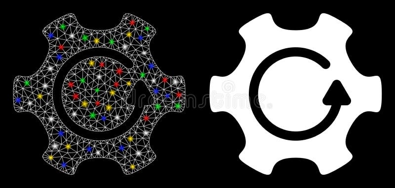 Flare Mesh Network Rotate Gear Icon with Flare Spots Stock Vector ...