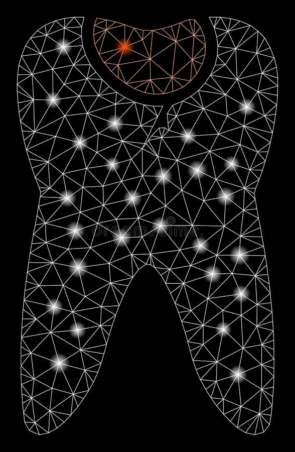 Flare Mesh Wire Frame Tooth Caries with Flare Spots Stock Vector ...