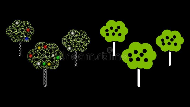 Flare Mesh Network Tree Garden Icon with Flare Spots Stock Illustration ...