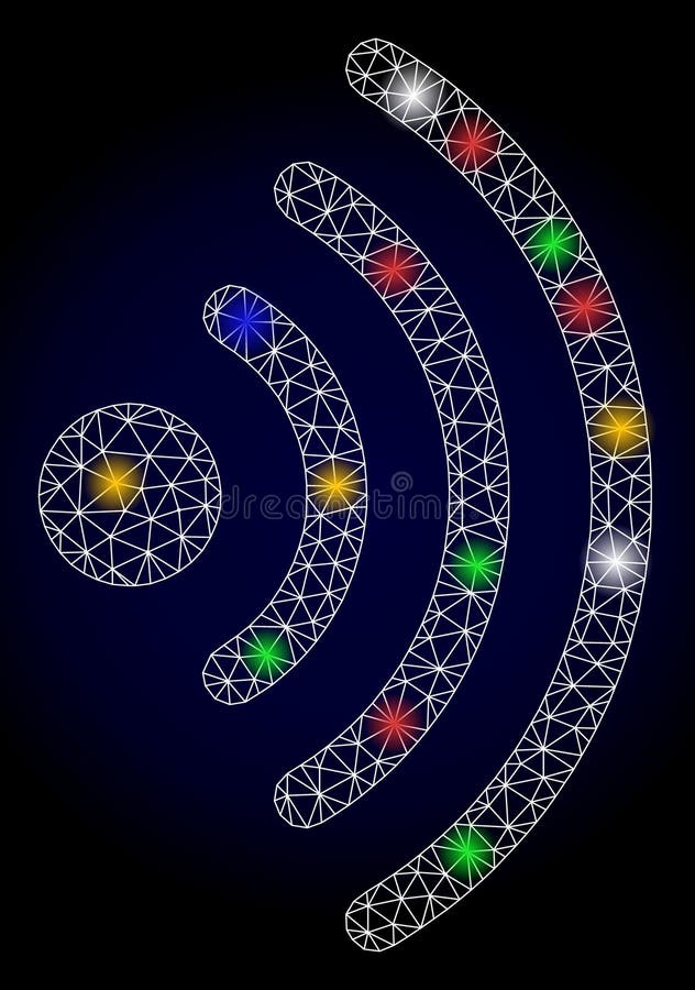 Glowing Mesh Wi-Fi Source with Color Glare Spots Stock Vector ...