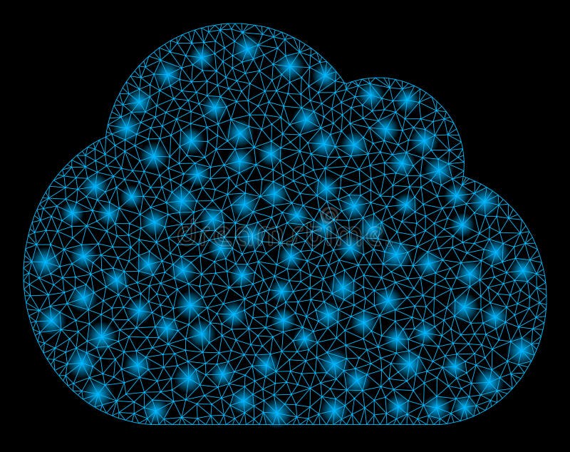 Glowing Mesh Wire Frame Cloud with Flash Spots Stock Vector ...