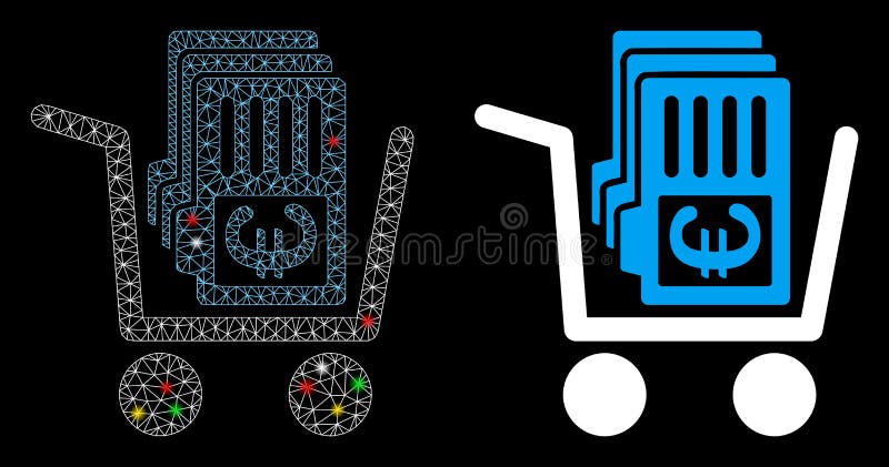 Glowing Mesh Wire Frame Euro Cash Out Cart Icon with Light Spots Stock ... Glowing Mesh Wire Frame Euro Cash Out Cart Icon with Light Spots Stock ...