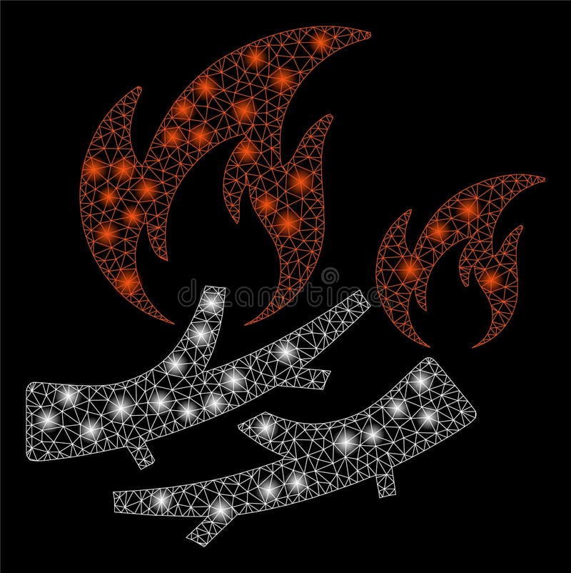 Glowing Mesh Wire Frame Firewood Fire with Flash Spots Stock Vector ...