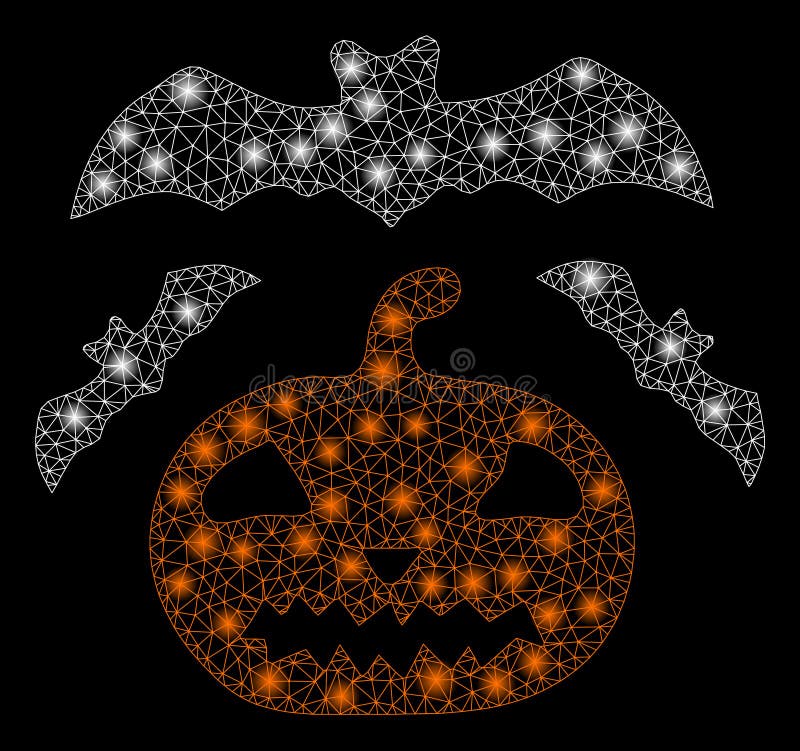 Glowing Mesh Wire Frame Halloween with Light Spots Stock Vector ...