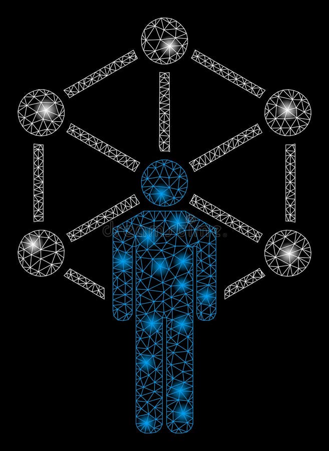 Glowing Mesh Wire Frame Human Network with Flash Spots Stock Vector ...