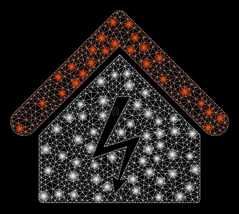 Glowing Mesh Wire Frame Power Station with Flash Spots Stock Vector ...