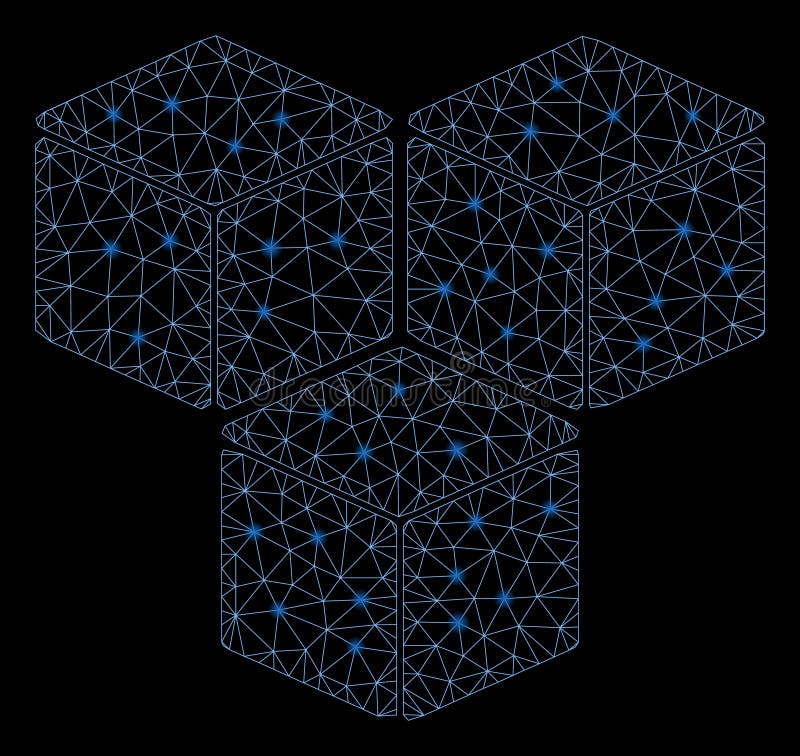 Glowing Mesh Wire Frame Sugar Cubes with Flash Spots Stock Vector ...