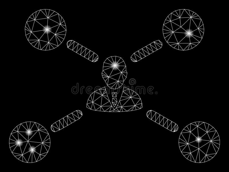 Glowing Mesh Wire Frame User Links with Flash Spots Stock Vector - Illustration of family, mesh ...