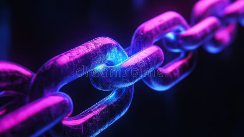 Glowing Metal Chain with Neon Lights, Cyberpunk Style Stock Image ...