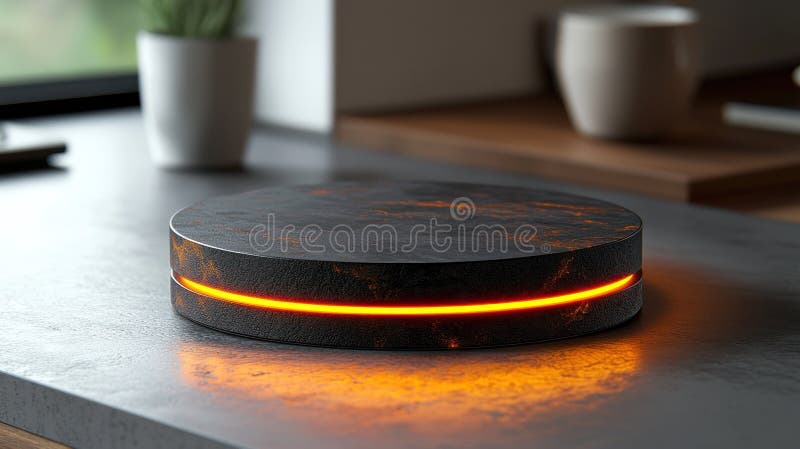 Glowing Metal Disc Display, Kitchen Counter, Modern Background, Product ...