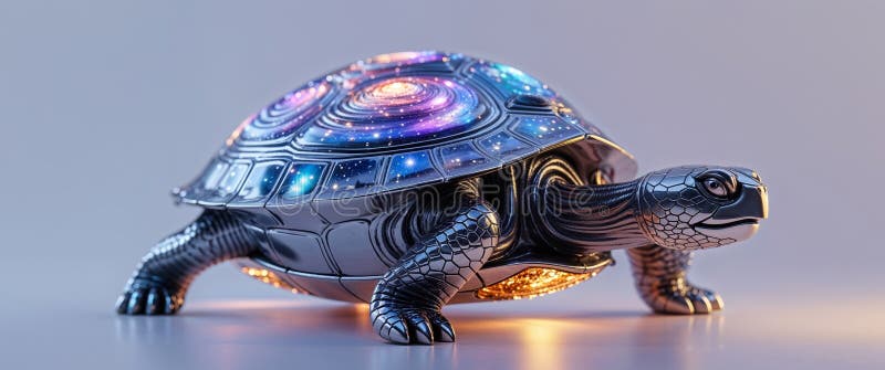 Glowing Metal Turtle Sculpture Depicting the Cosmos. Stock Image ...