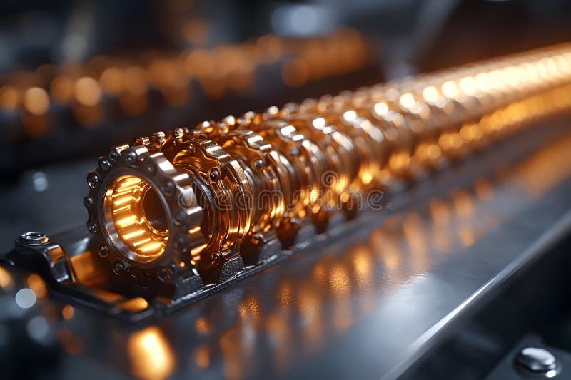 Industrial Machinery Precision with Glowing Metallic Components ...