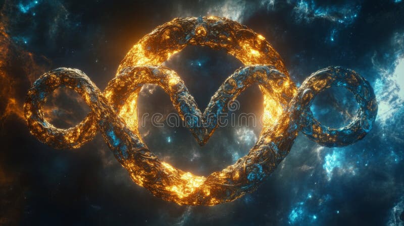 Glowing Metallic Cosmic Ring Formation Stock Illustration - Illustration of celestial, digital ...