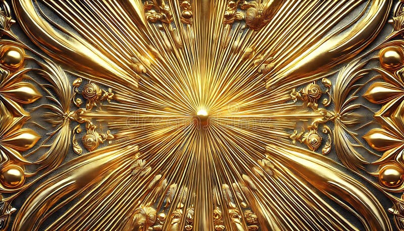 Glowing Metallic Gold Foil Texture with Subtle Sunburst Reflective ...