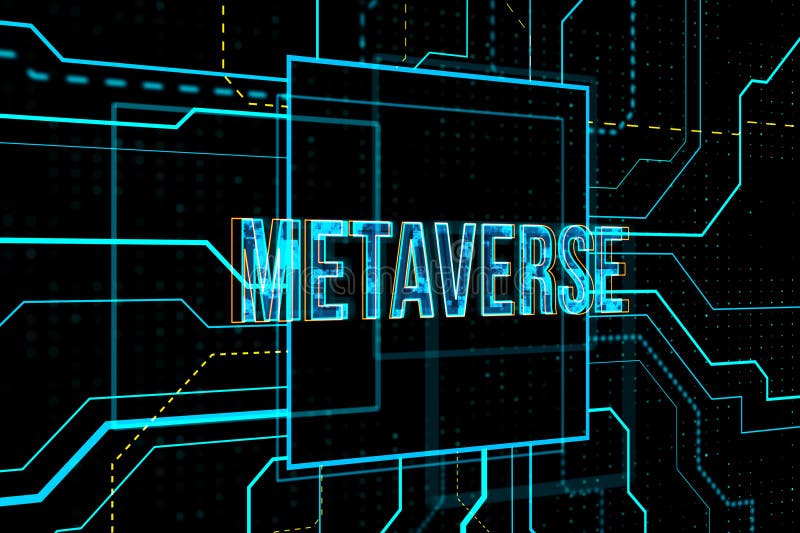 Glowing Metaverse Text on Tech Backdrop. Digital World and Future Concept. 3D Rendering Stock ...