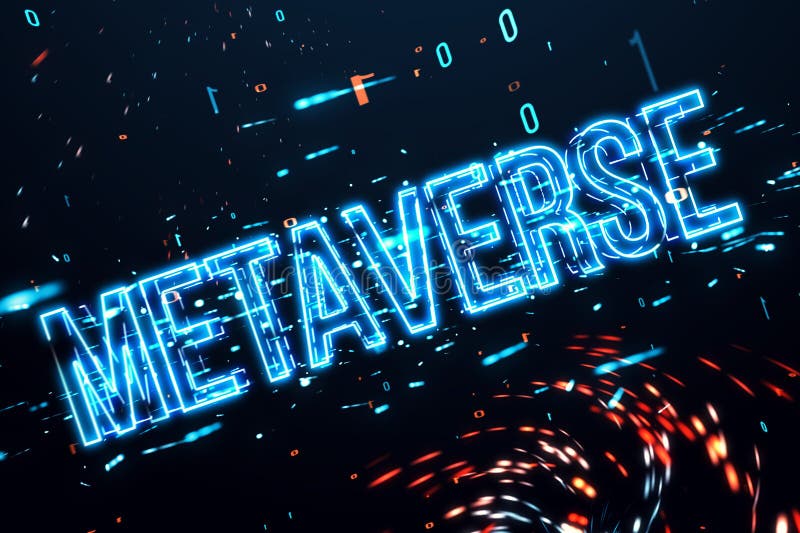 Glowing Metaverse Text on Tech Background. Digital World and Future ...