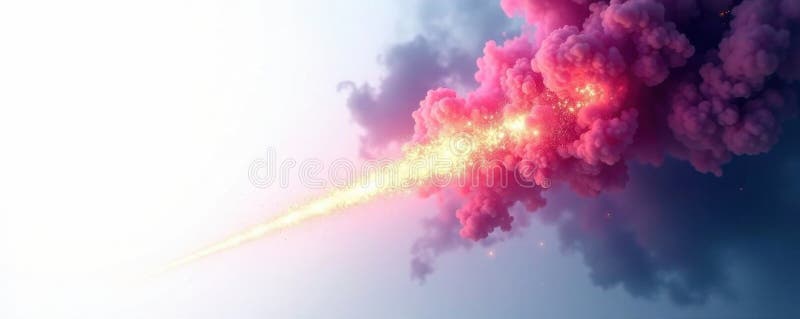 Glowing Meteor with Smoky Trail, White Backdrop, Smoke, Background ...