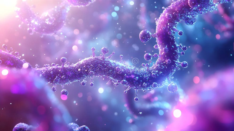 Glowing Microbial Structures: Close-up of Bacteria Colonies in Vivid ...