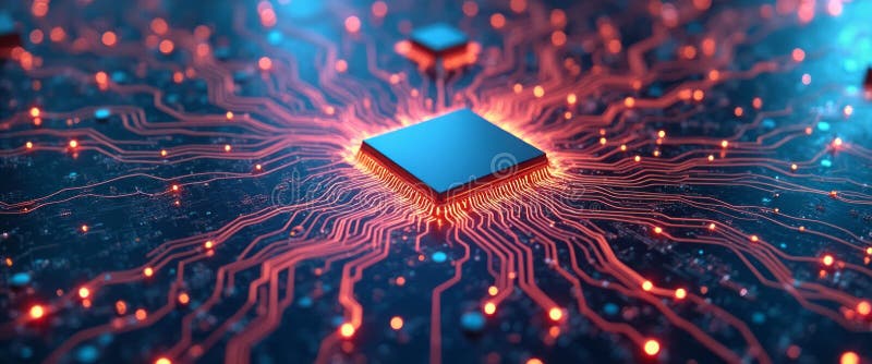 Glowing Microchip with Data Flow Stock Photo - Image of microchip ...