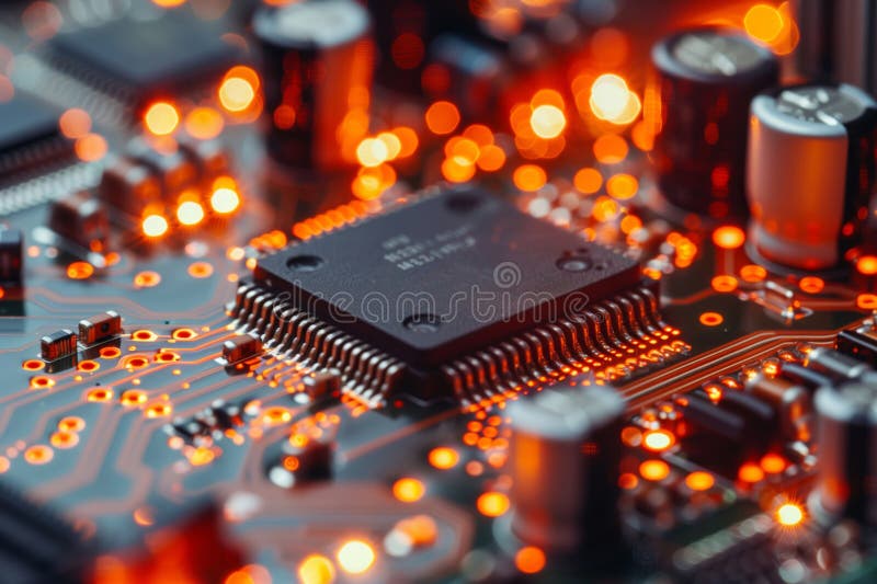 A Glowing Microchip Embraces the Future of American Innovation Stock ...