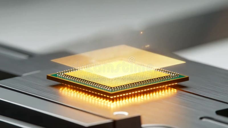 Futuristic Glowing Microchip with Digital Circuit Interface Stock ...