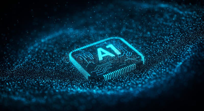 A Glowing Microchip with "A1" on Its Surface, Surrounded by a Dynamic ...
