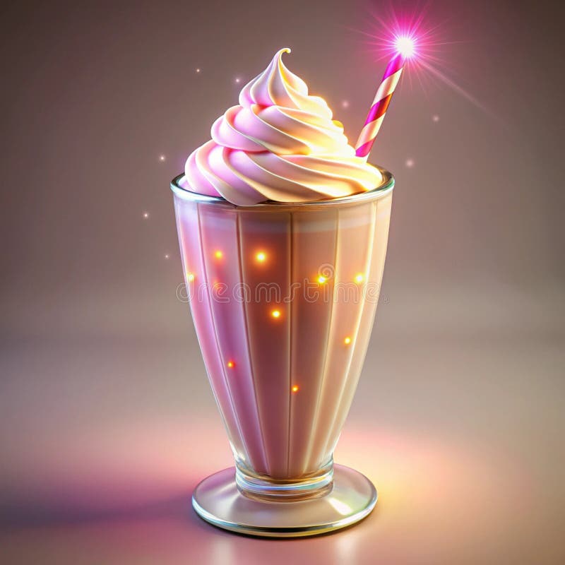 Glowing Milkshake with Floating Whipped Cream Animation Stock ...