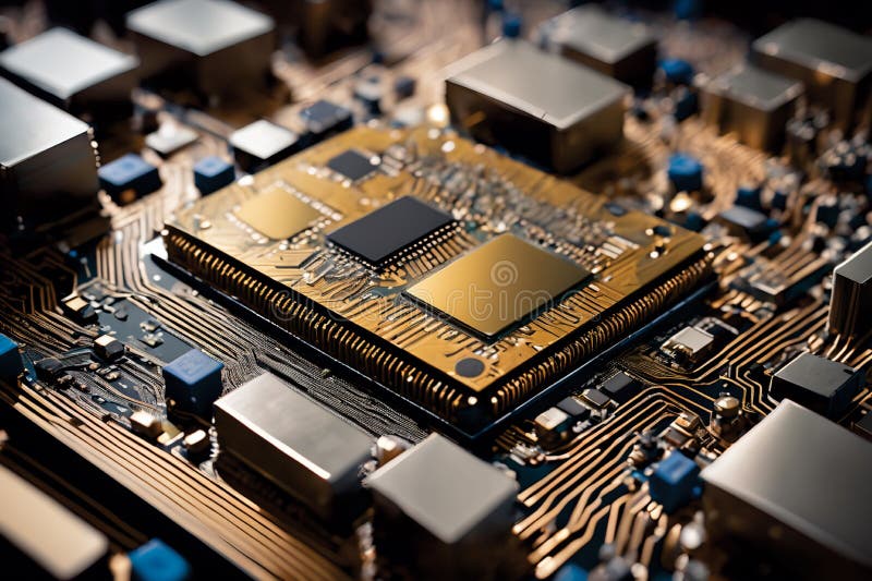 Glowing Modern Processor. Big Illuminated Graphic Processor Surrounding ...