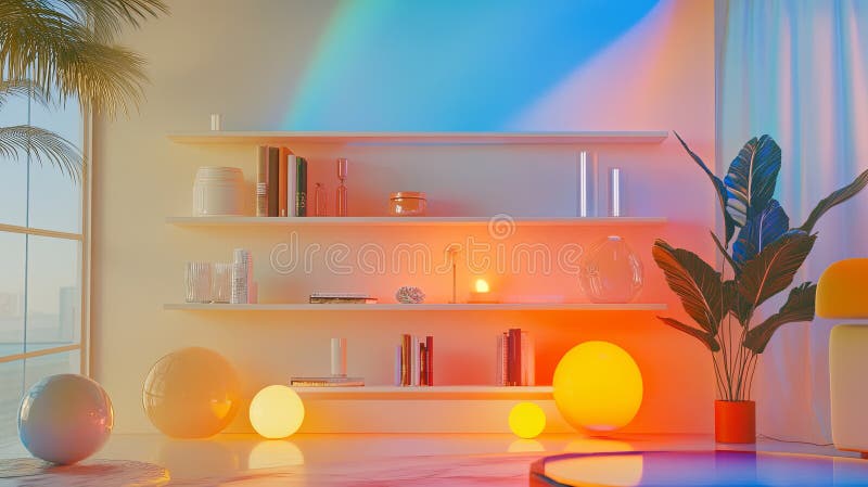 A Glowing Modular Shelf Setup Styled in a Bright and Airy Living Space ...