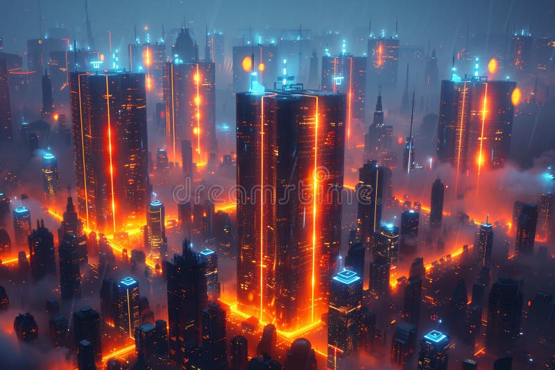 Glowing Modules at Night: Urban Grid Scale Battery Storage Stock ...