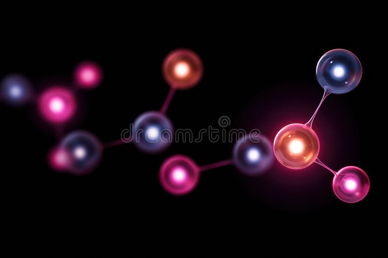 Glowing Molecular Chain. Abstract 3D Rendering of Illuminated Chemistry ...