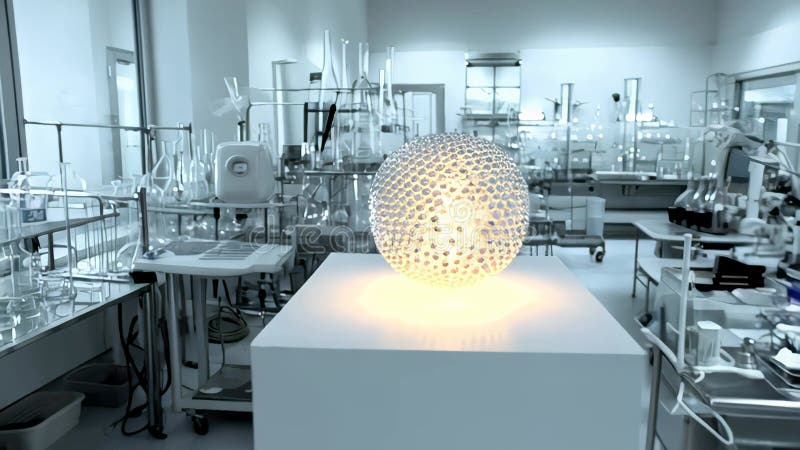 Glowing Molecular Sphere Displayed in Clinical Laboratory Environment ...