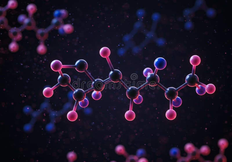 Glowing Molecular Structure in Dark Space Stock Illustration ...