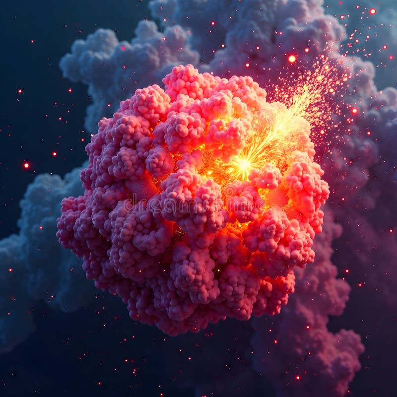 Glowing Molecular Structure Explosion in Dark Cloudy Atmosphere ...