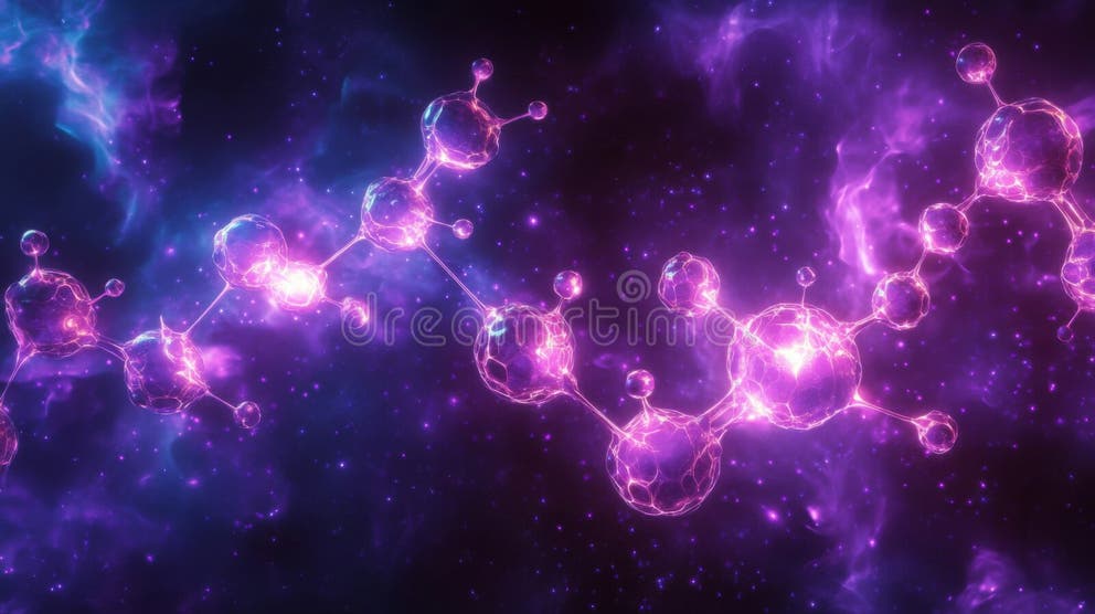 Glowing Molecular Structures in Cosmic Nebula Stock Illustration ...