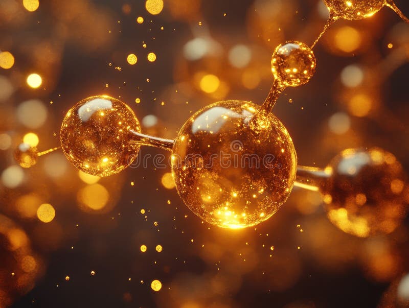 Glowing Molecule Network Fantasy Particle Science Connection Energy ...